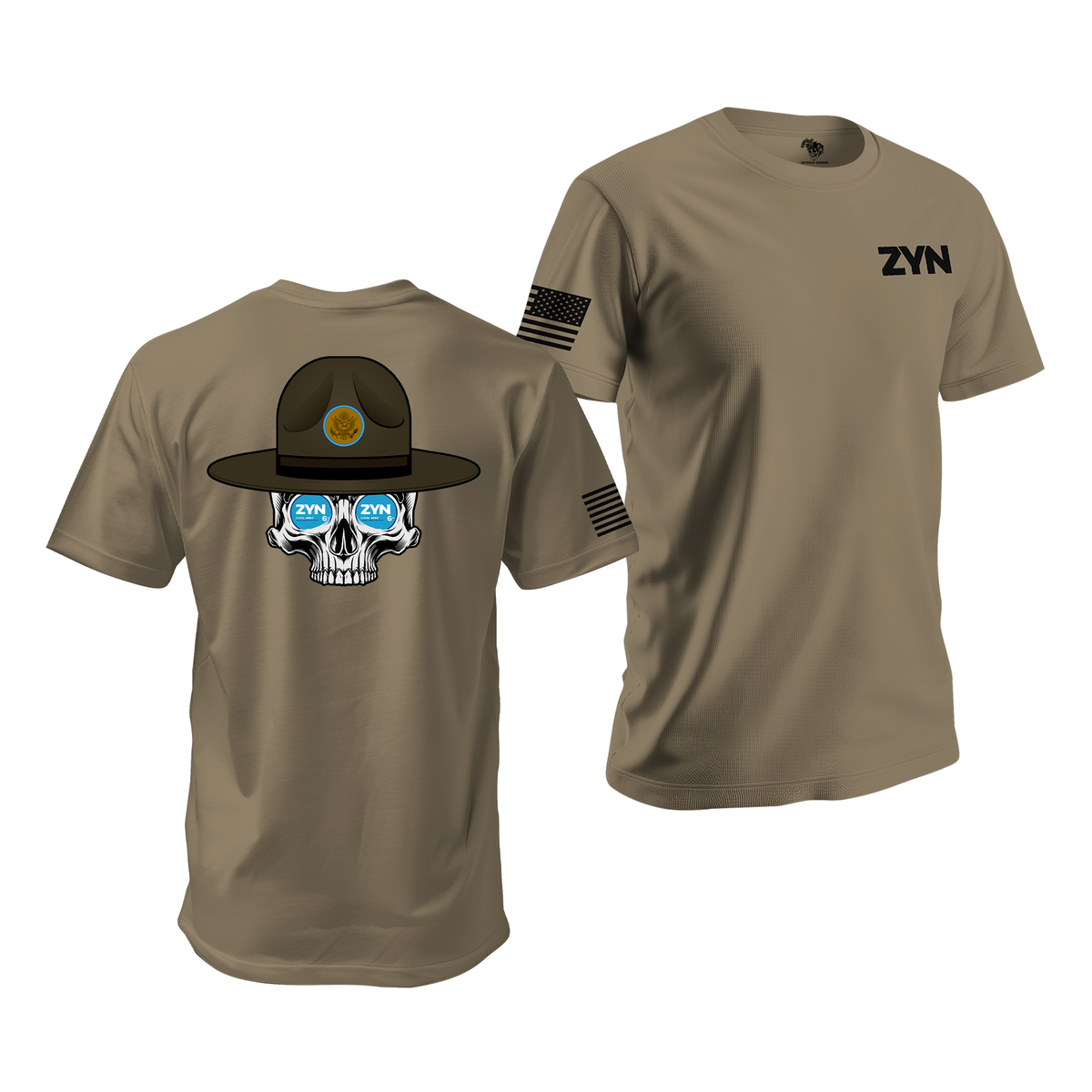 ZYN U.S. Army Infantry Drill Sgt Skull T-Shirt