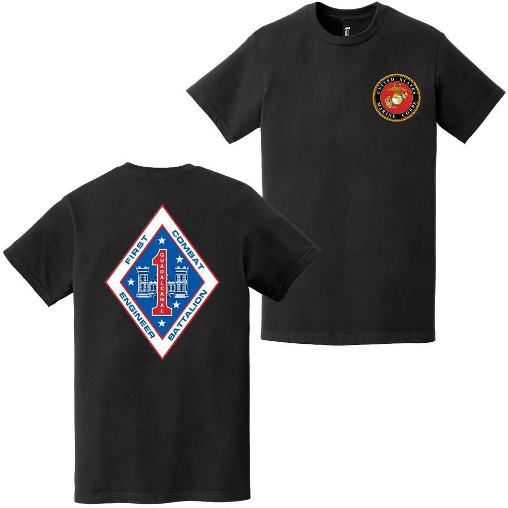 Double-Sided 1st CEB Logo USMC Emblem T-Shirt