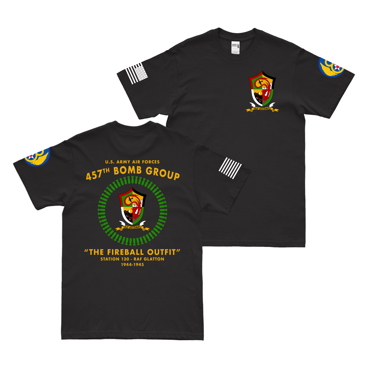 Double-Sided 457th Bomb Group 'Fireball Outfit' WW2 Legacy T-Shirt
