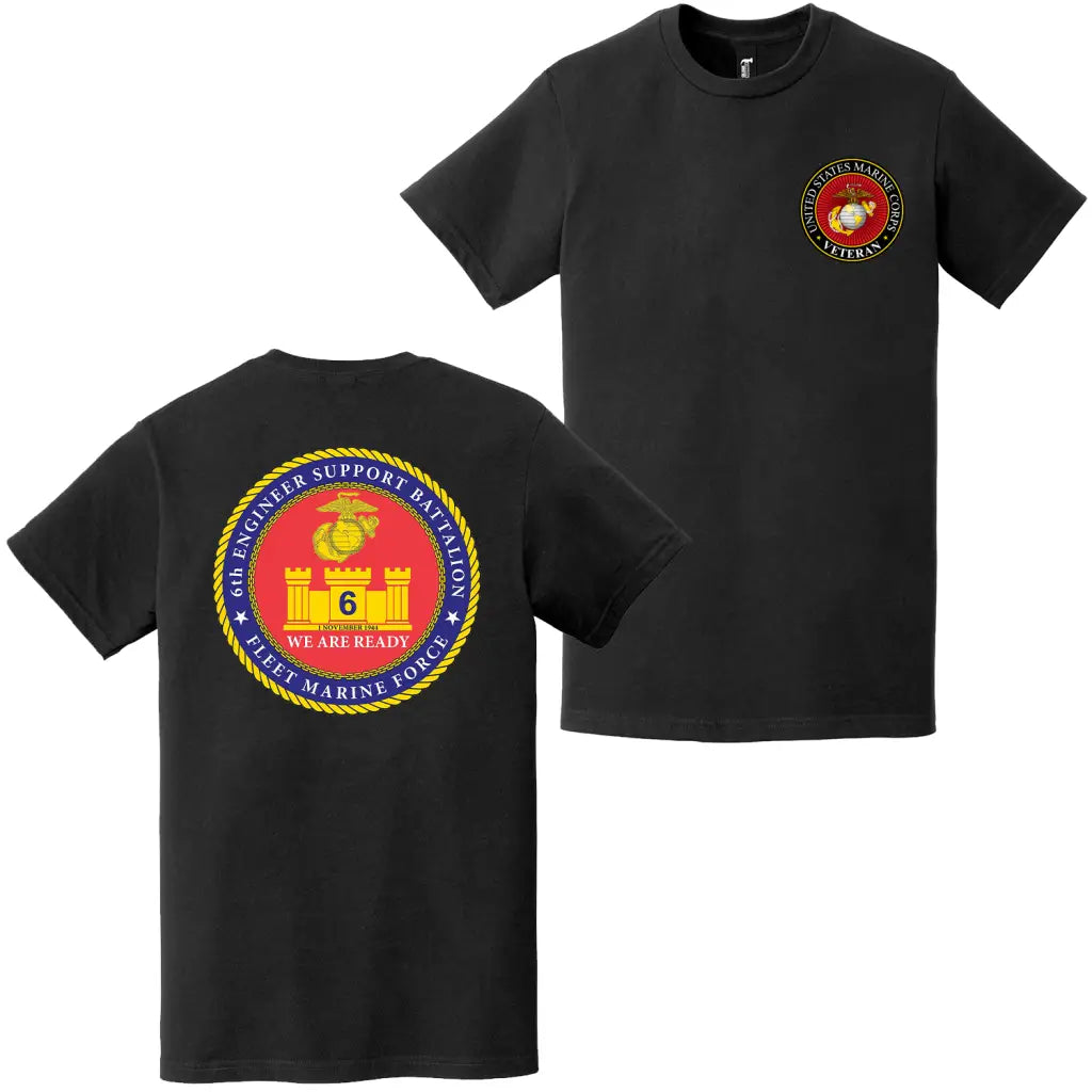Double-Sided 6th ESB Logo USMC Veteran T-Shirt