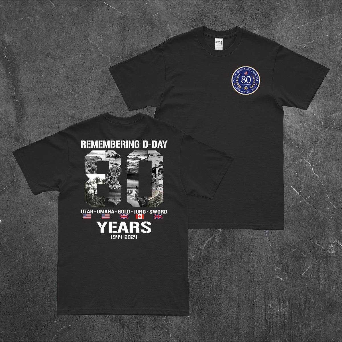 Double-Sided D-Day 2024 80th Anniversary Emblem T-Shirt