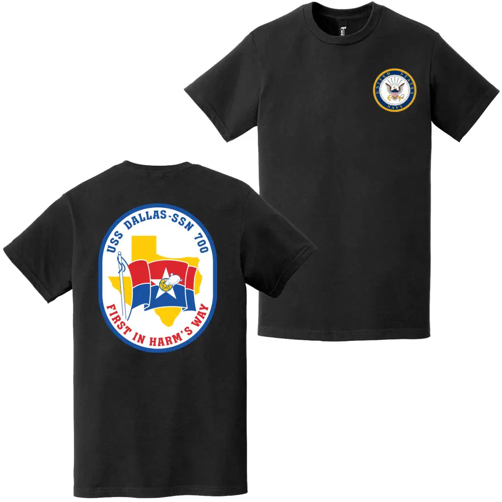 USS Dallas (SSN-700) Double-Sided Logo T-Shirt