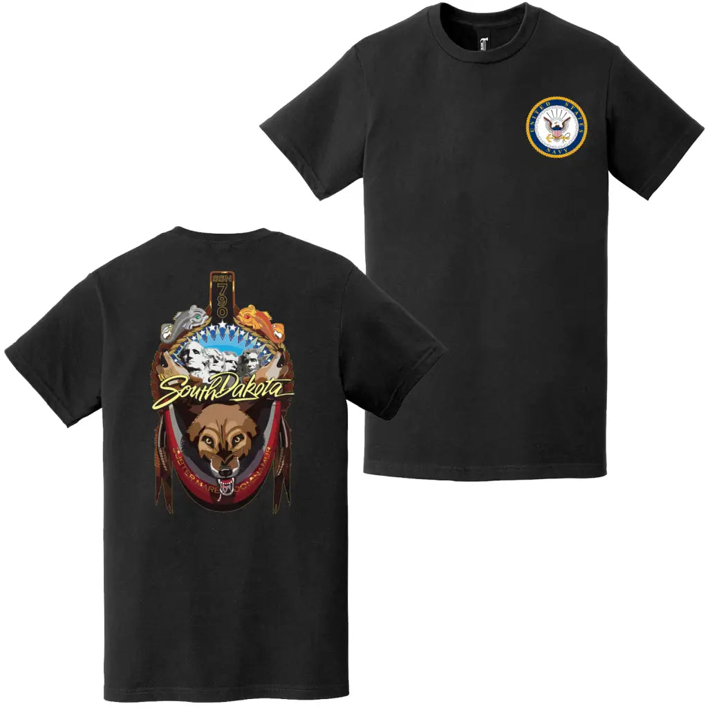 USS South Dakota (SSN-790) Double-Sided Logo T-Shirt