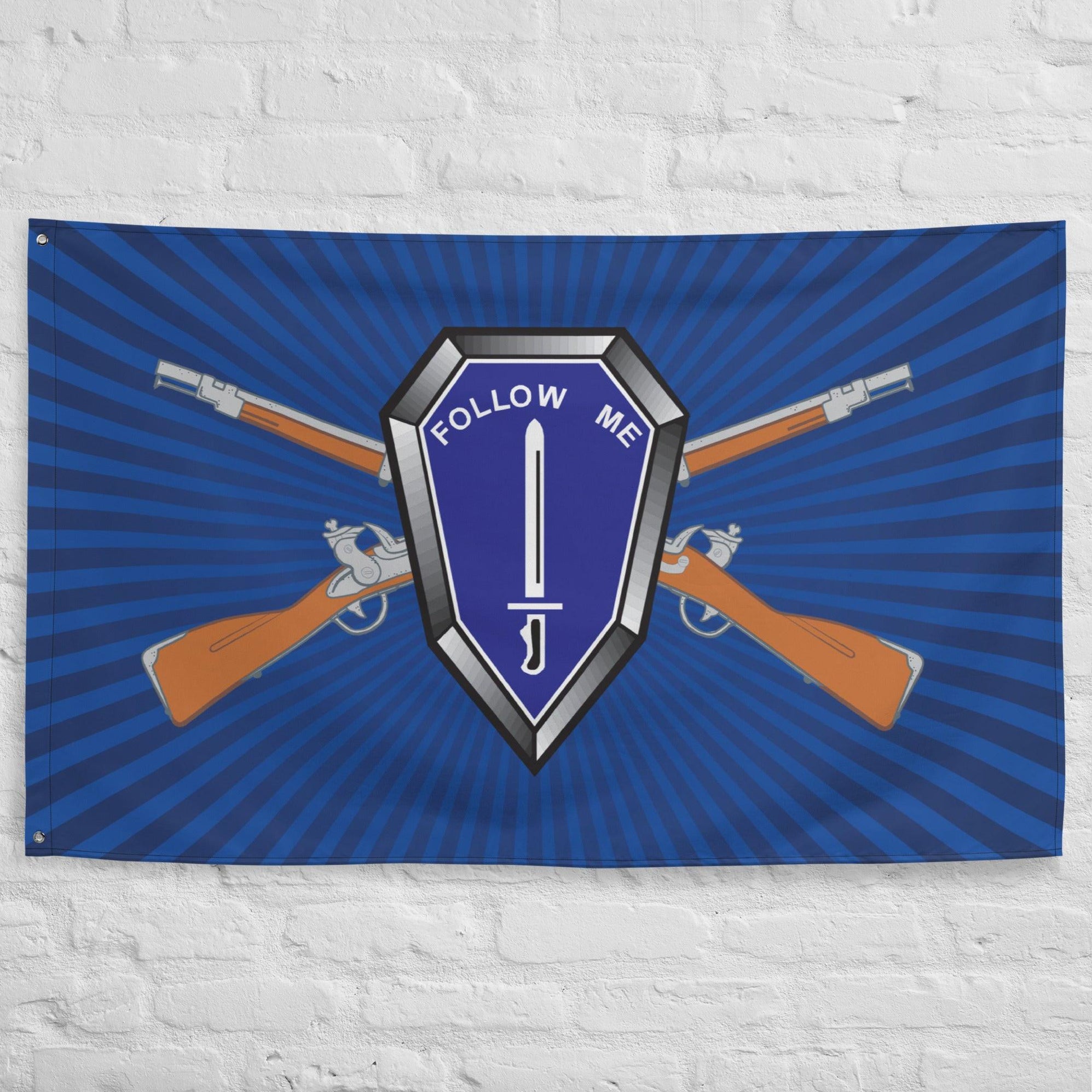 U.S. Army Infantry Branch Crossed Rifles Blue Flag