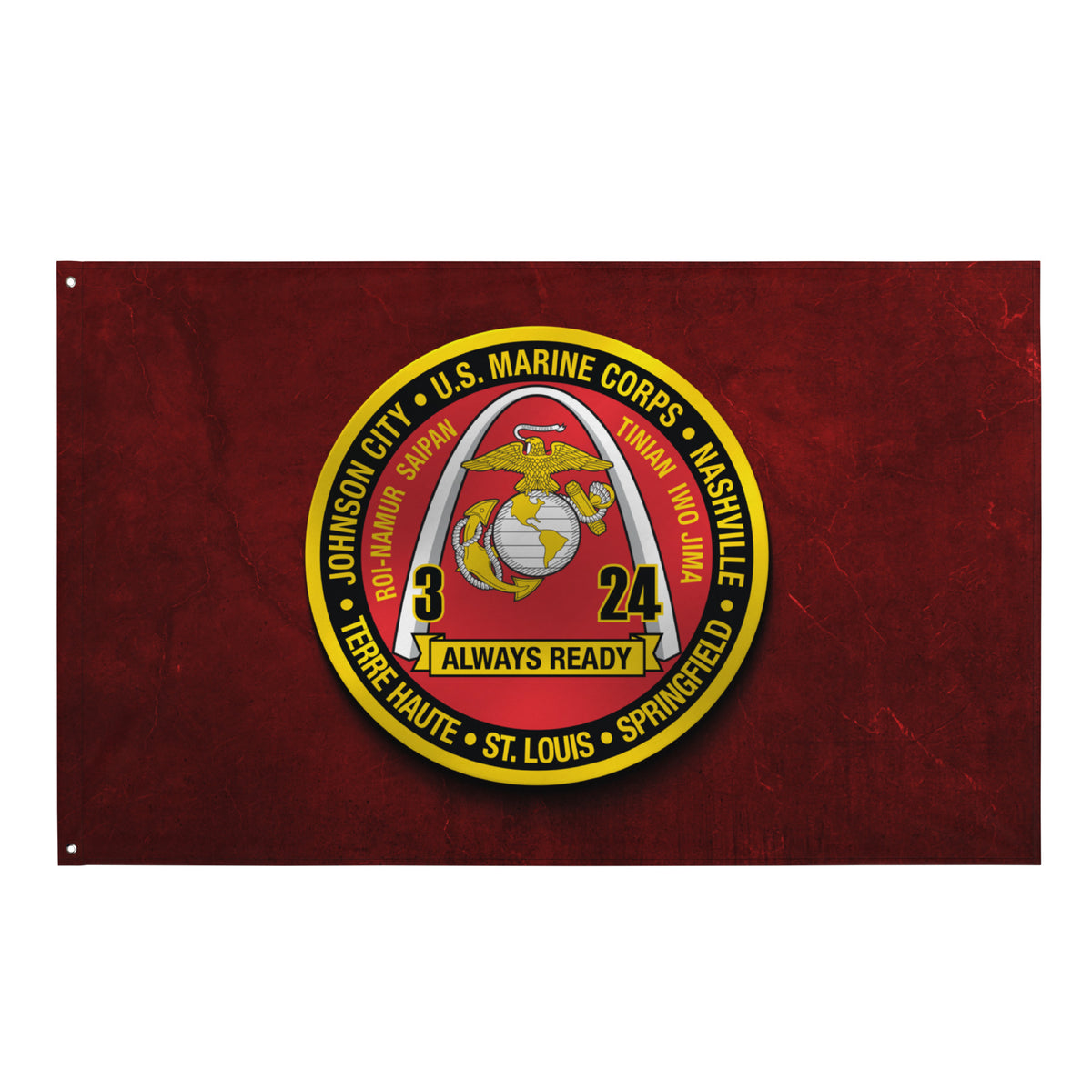 3/24 Marines Indoor Red USMC Wall Flag