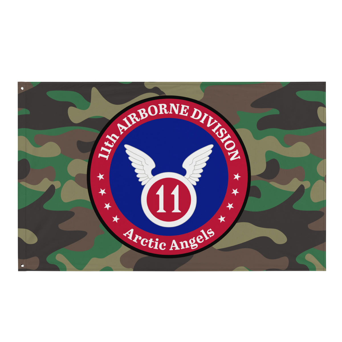 11th Airborne Division Emblem M81 Woodland Camo Flag