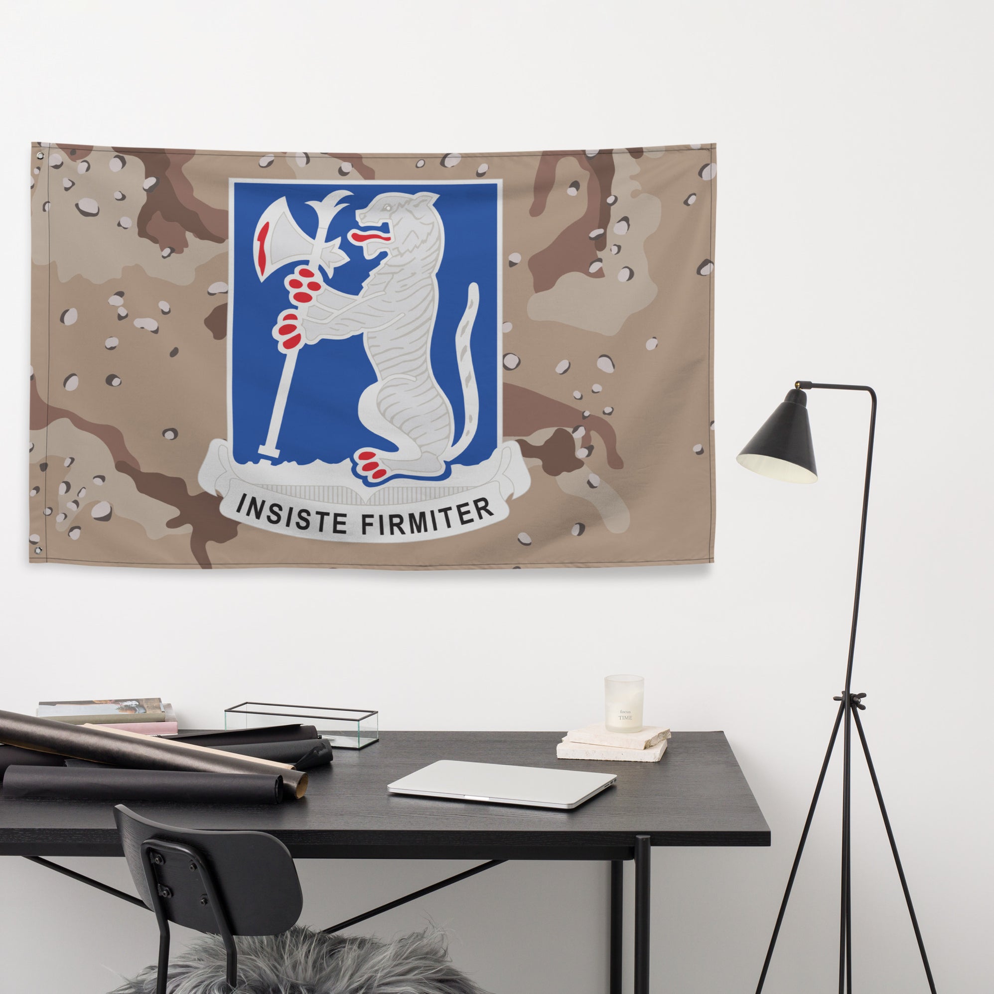 U.S. Army 77th Armor Regiment Chocolate-Chip Camo Flag