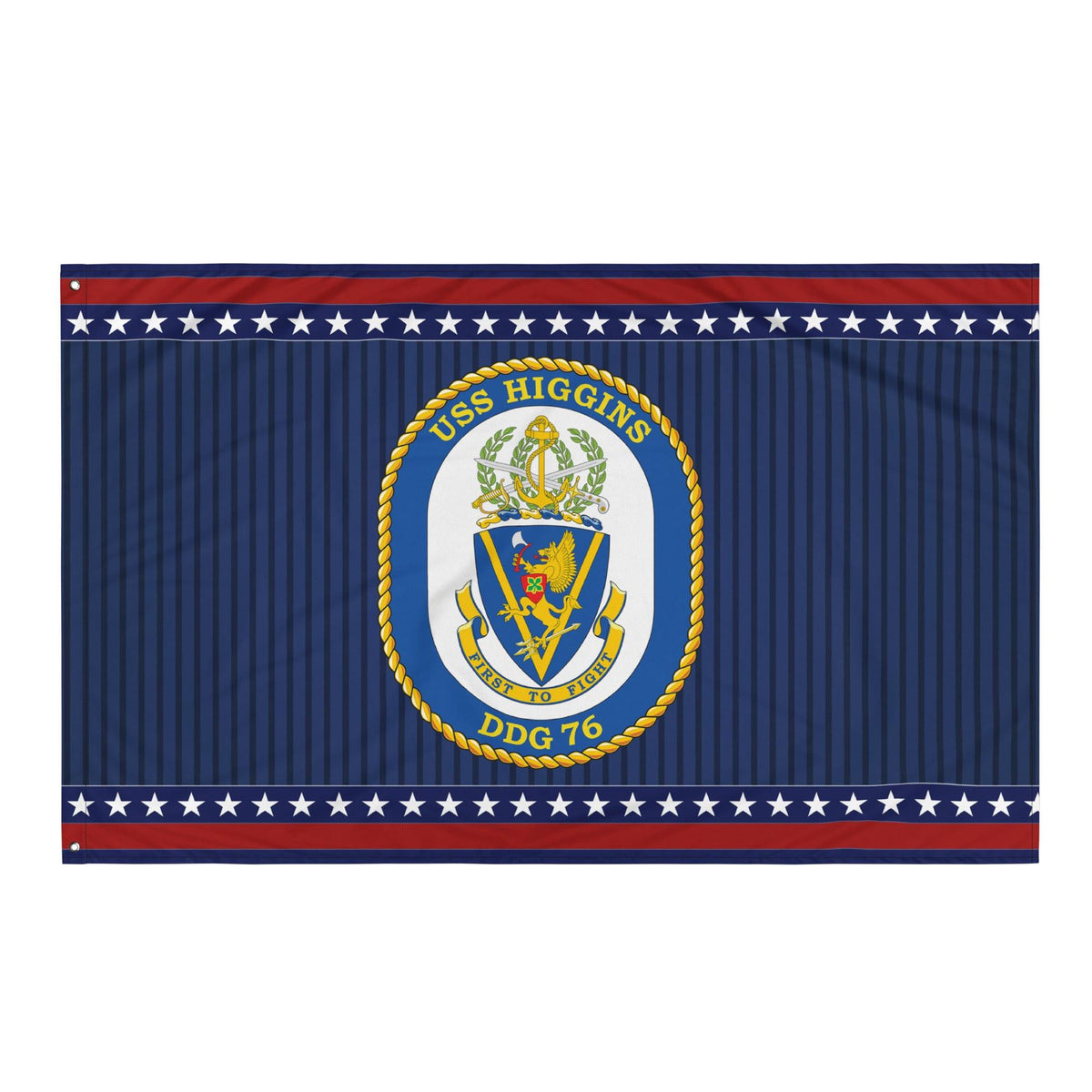 Patriotic USS Higgins (DDG-76) Ship's Crest Wall Flag