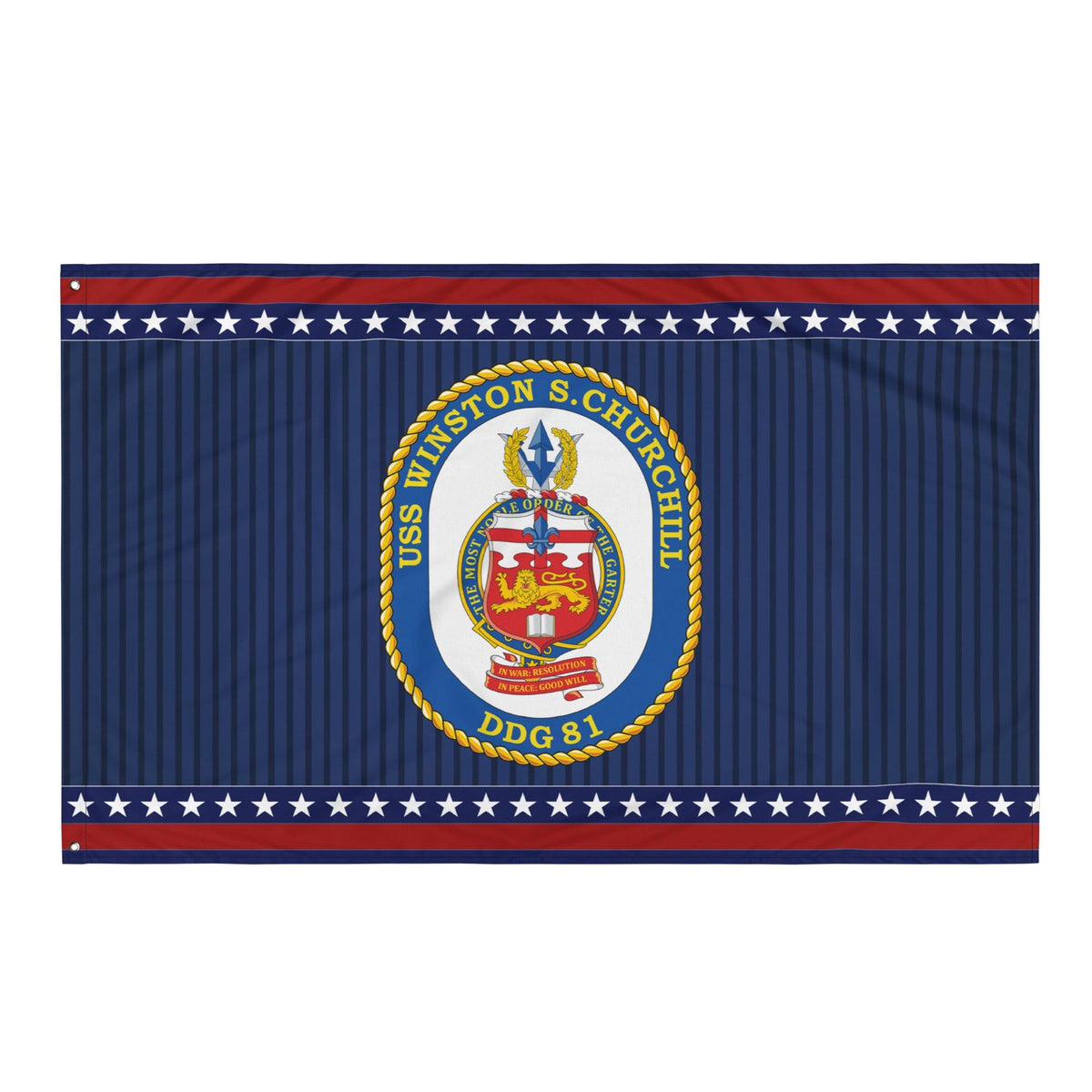 Patriotic USS Winston S. Churchill (DDG-81) Ship's Crest Wall Flag