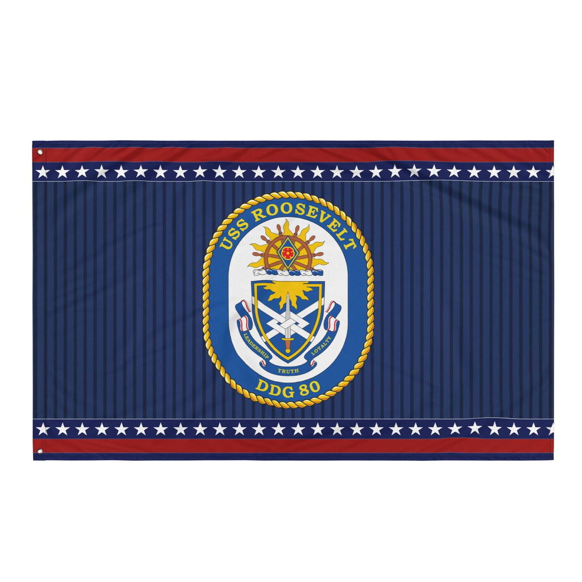 Patriotic USS Roosevelt (DDG-80) Ship's Crest Wall Flag