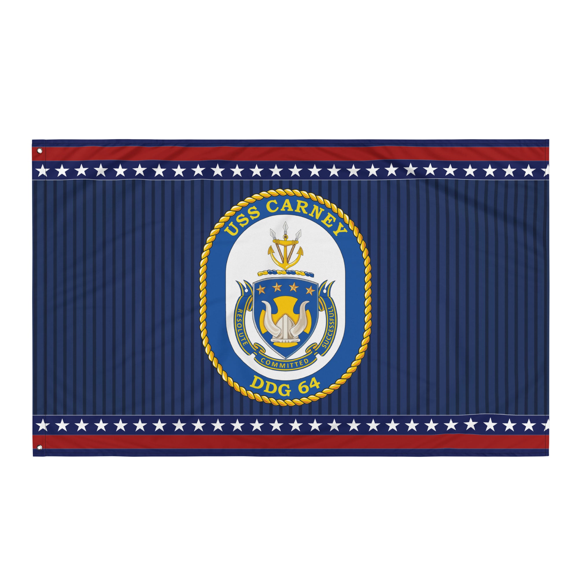 Patriotic USS Carney (DDG-64) Ship's Crest Wall Flag