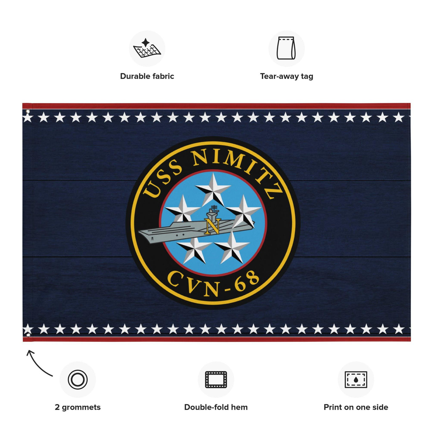 Patriotic USS Nimitz (CVN-68) Aircraft Carrier Flag
