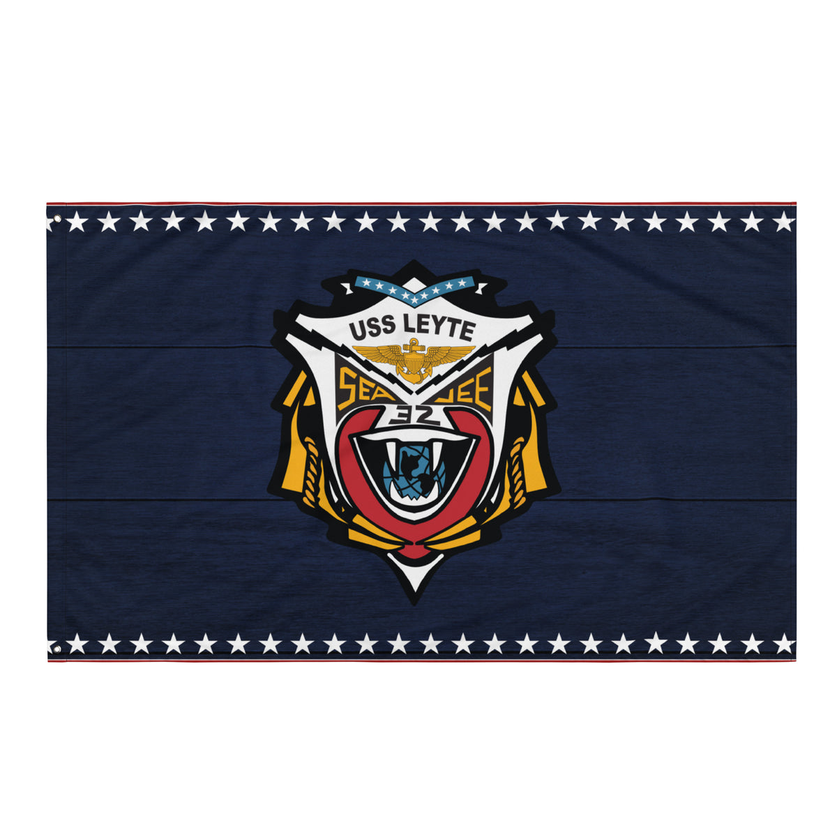 Patriotic USS Leyte (CV-32) Ship's Crest Emblem Wall Flag