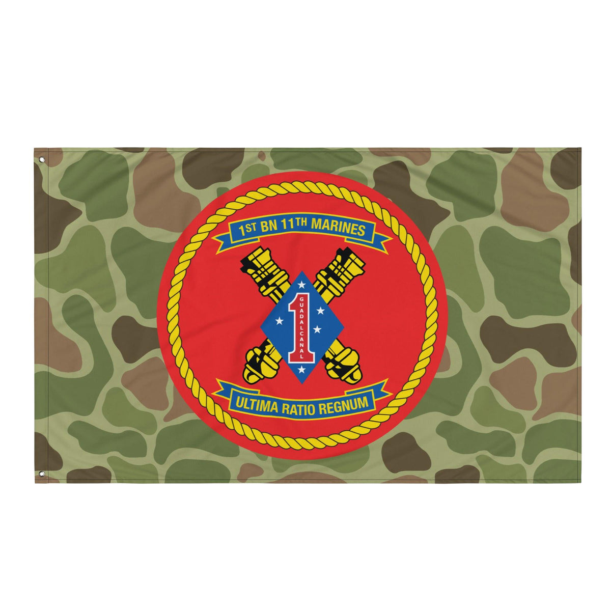 1/11 Marines Unit Emblem Frogskin Camo Flag