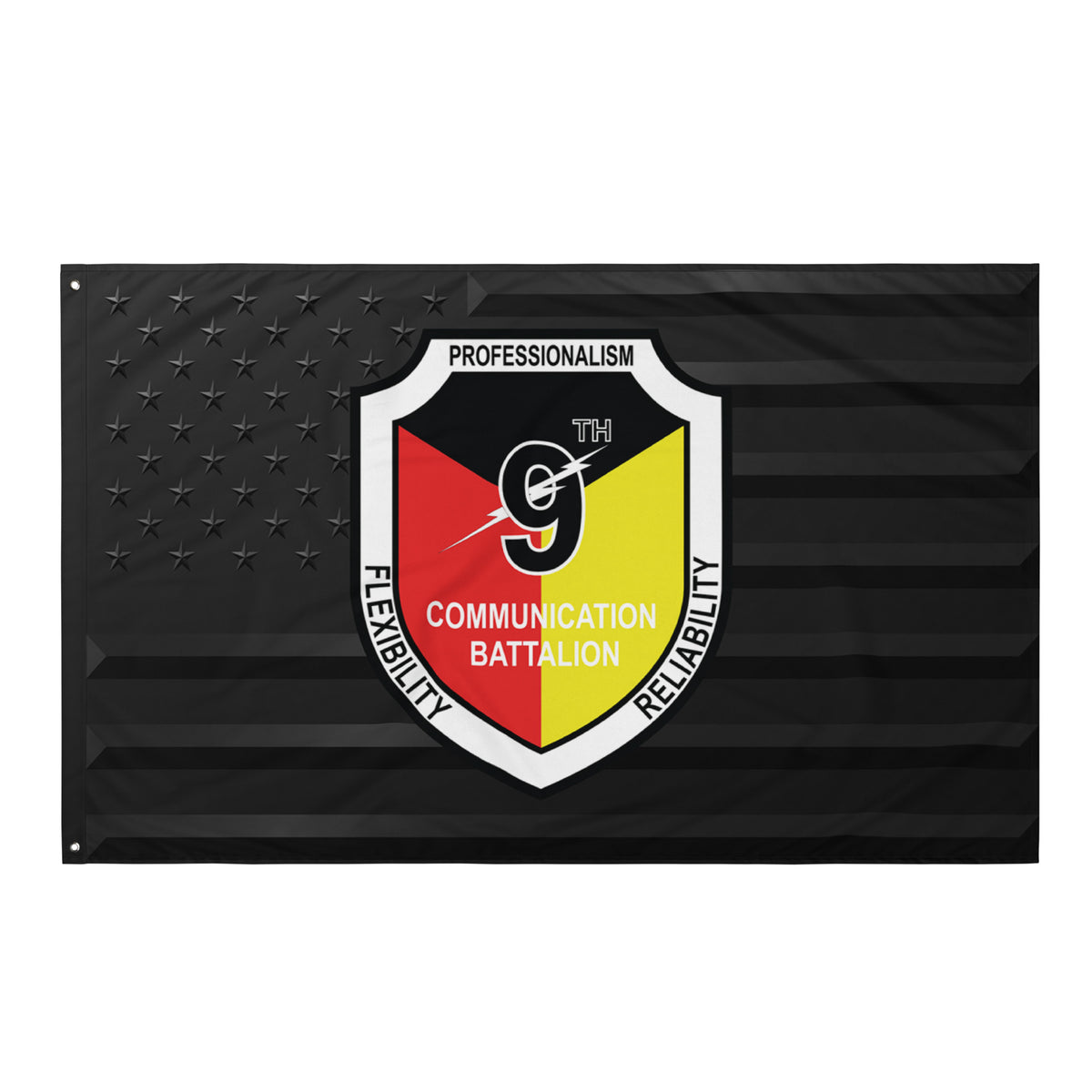 9th Communication Battalion USMC Black American Flag