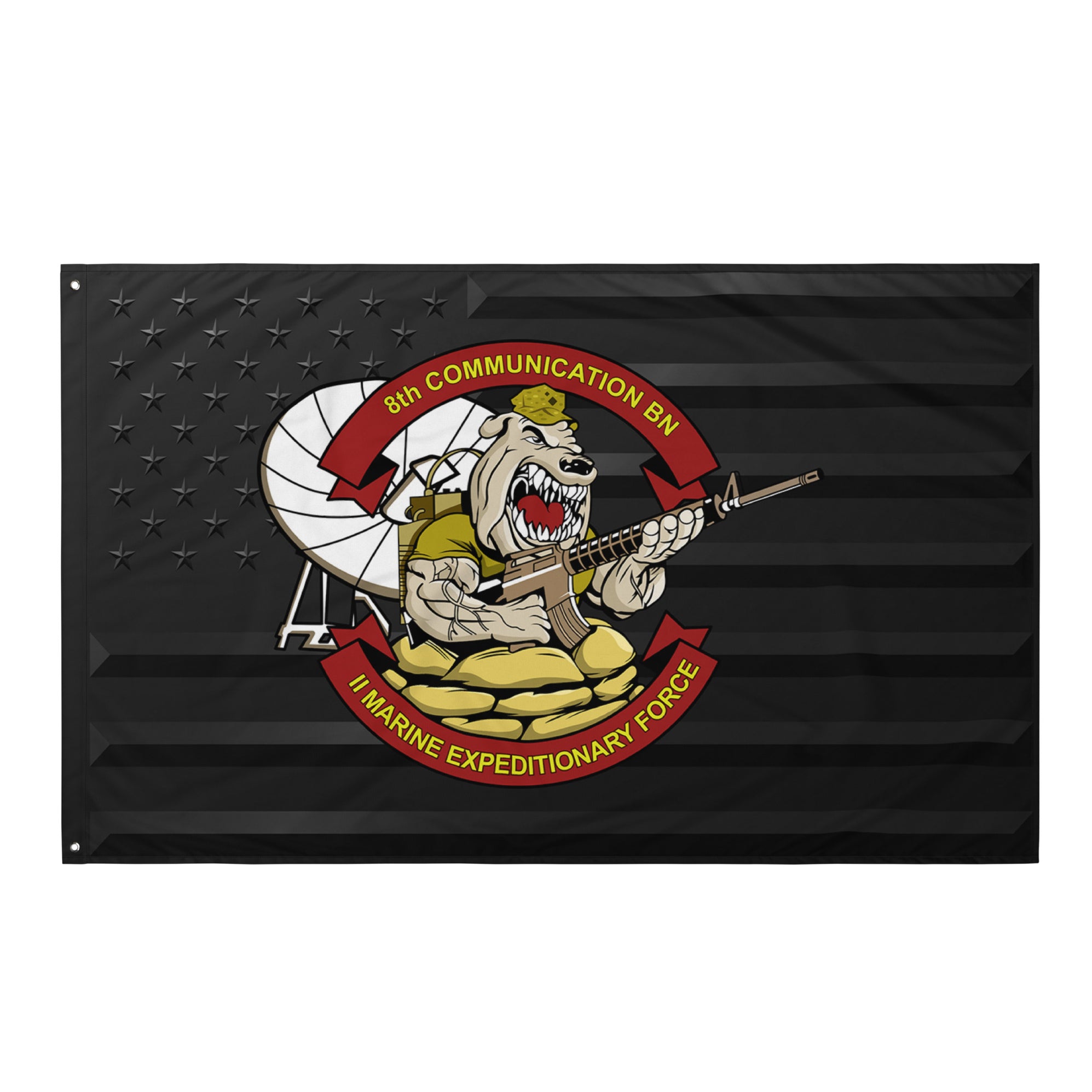 8th Communication Battalion USMC Black American Flag