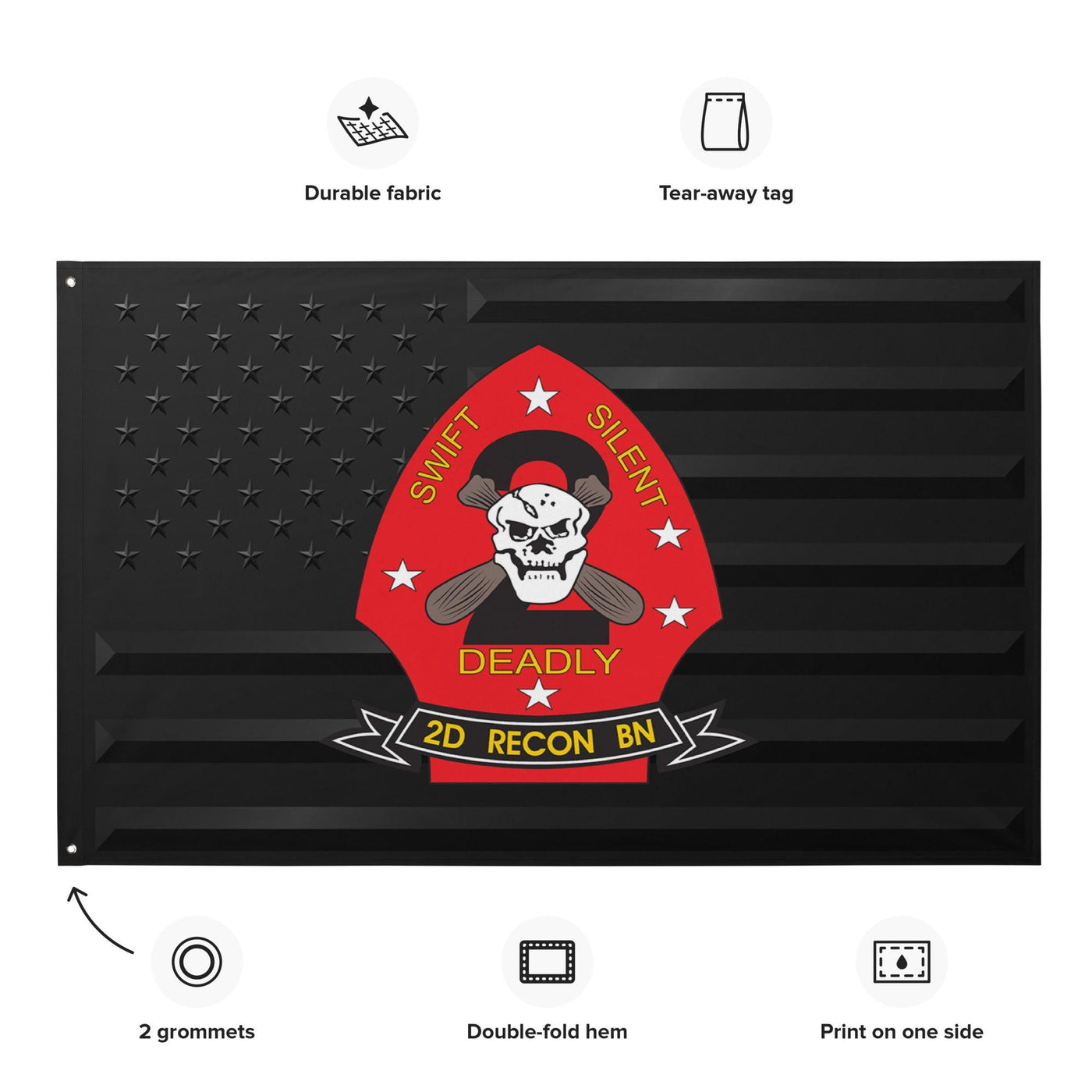 2d Recon Bn USMC Black American Flag