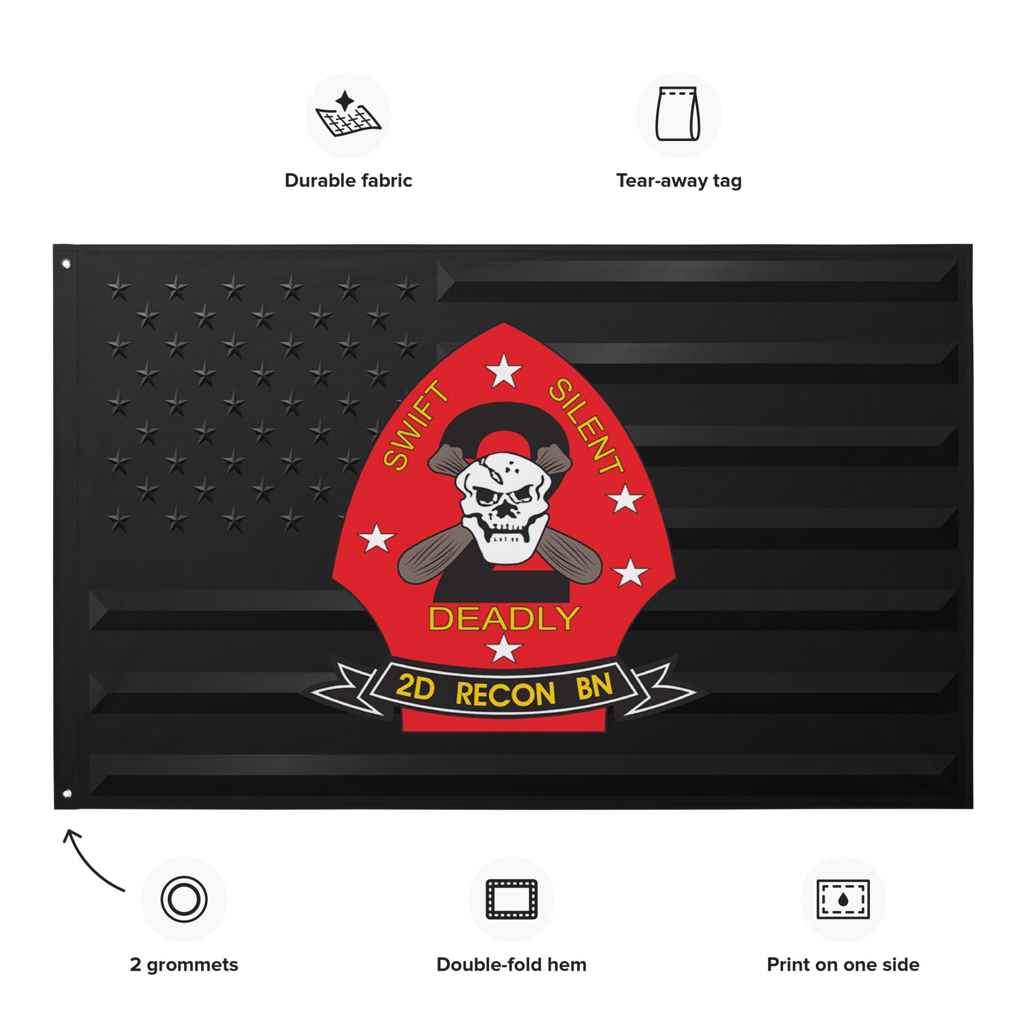2d Recon Bn USMC Black American Flag