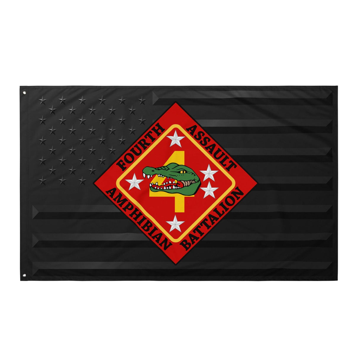 4th AABn USMC Black American Flag