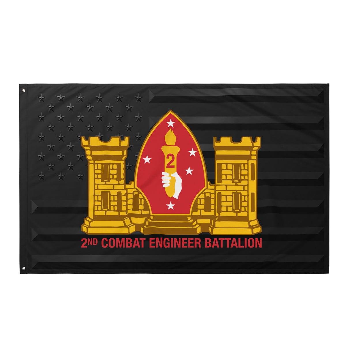 2d Combat Engineer Bn (2nd CEB) Black American Flag