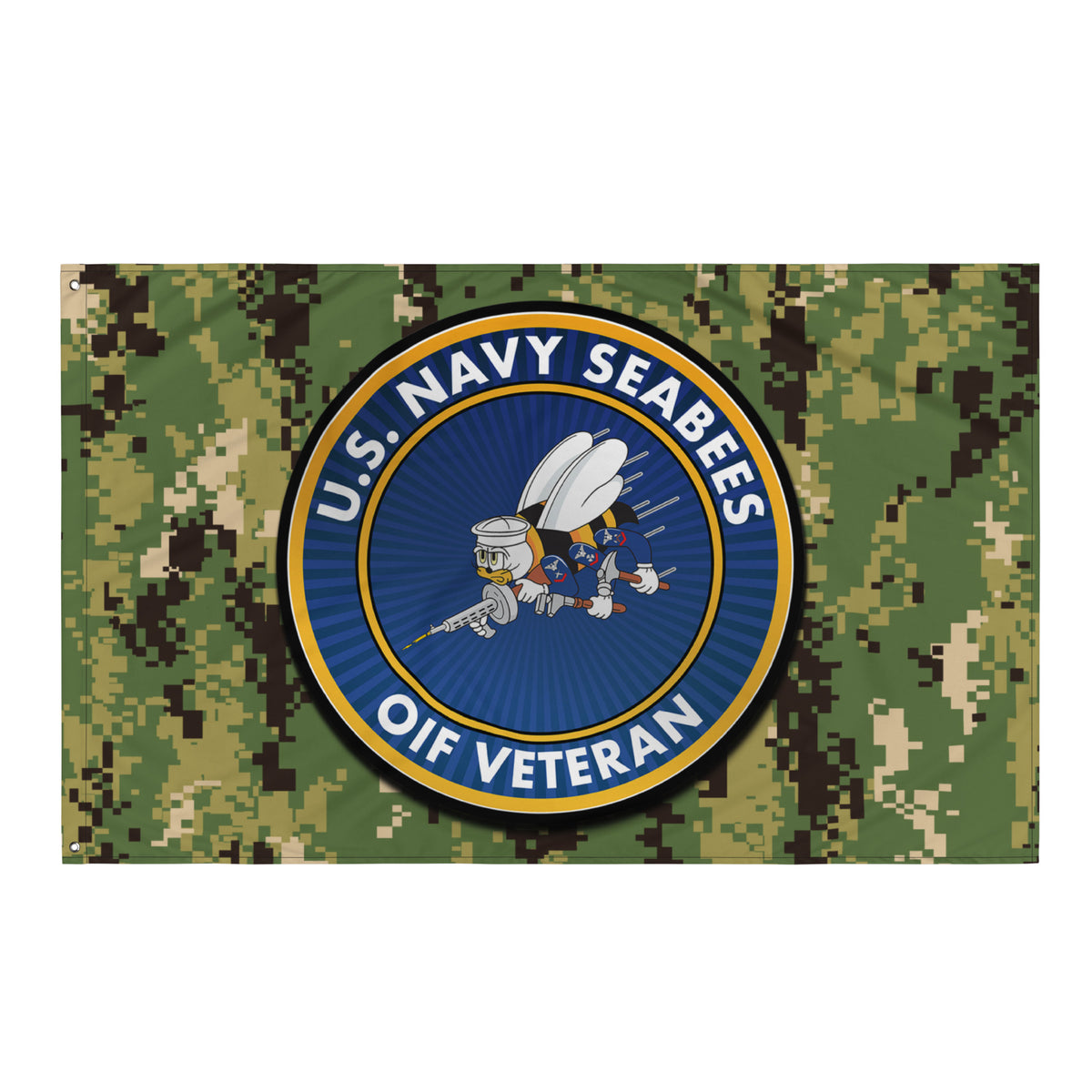 U.S. Navy Seabees OIF Veteran NWU Type III AOR2 Camo Flag