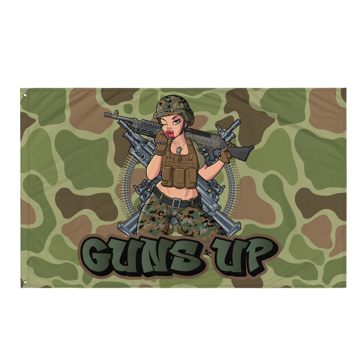 Yesi Pin-Up Girl x Guns Up! USMC 0331 Machine Gunner Flag