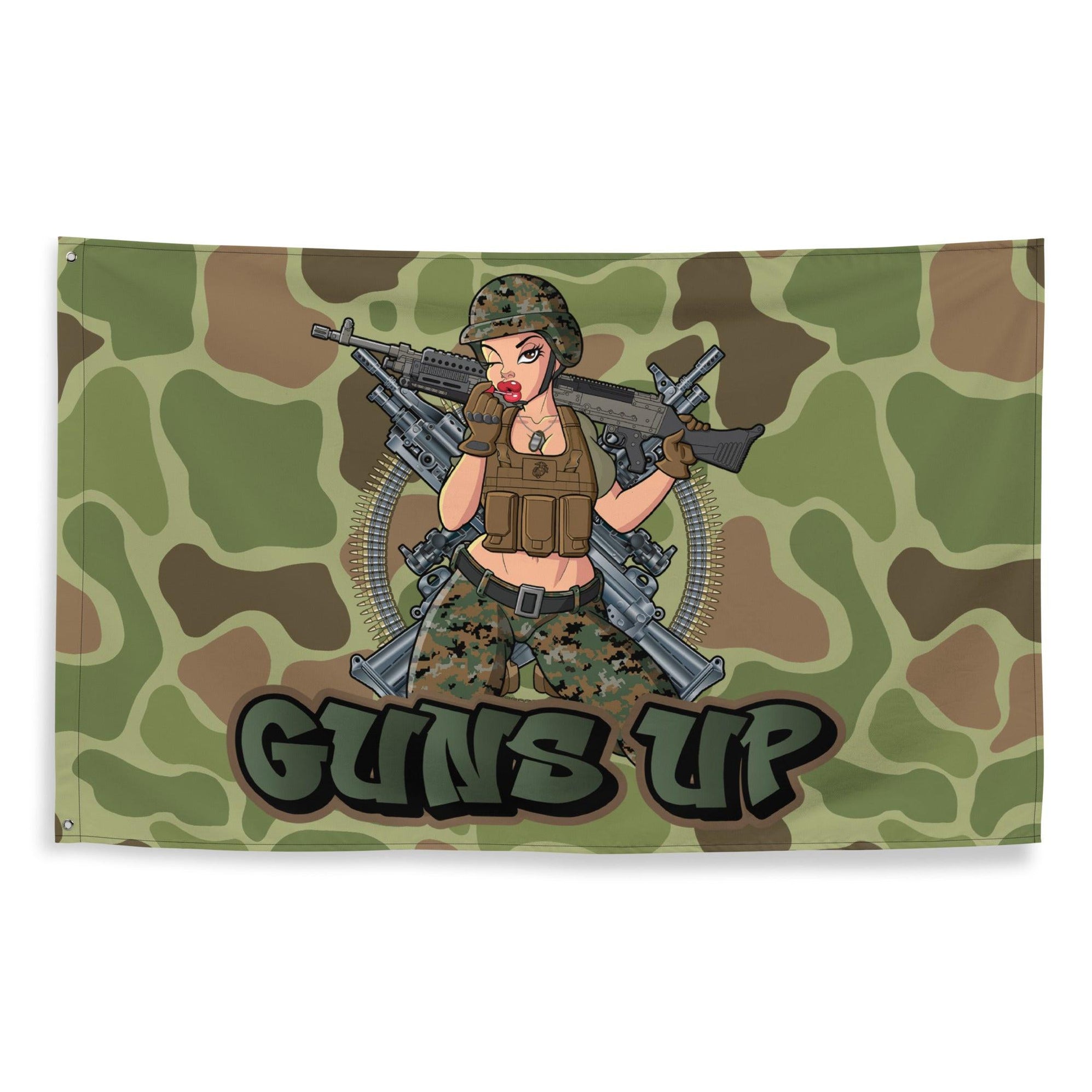Yesi Pin-Up Girl x Guns Up! USMC 0331 Machine Gunner Flag