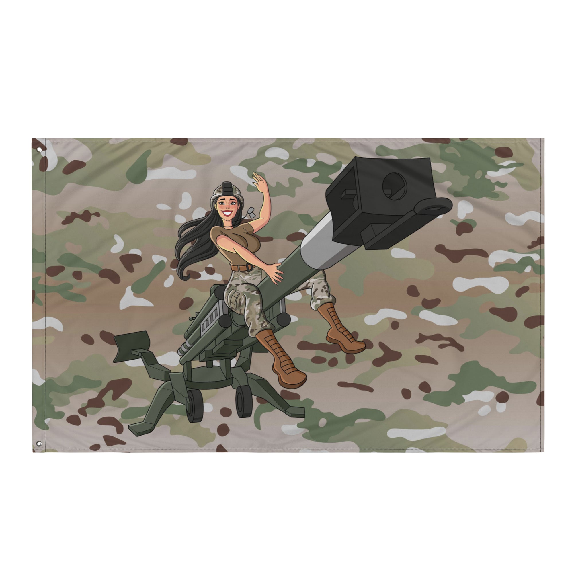 U.S. Army Field Artillery Howitzer Pin-Up Girl OCP Flag