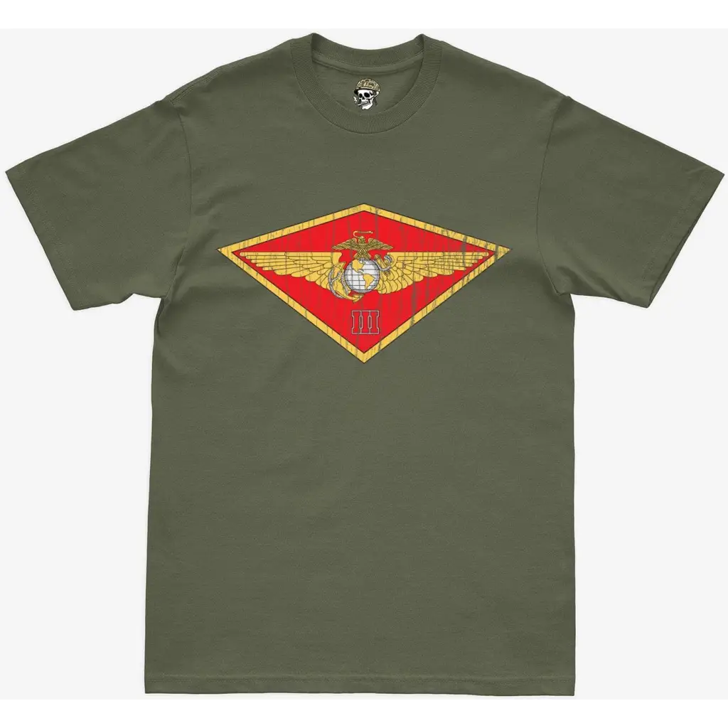 Distressed 3rd MAW Logo Military Green T-Shirt