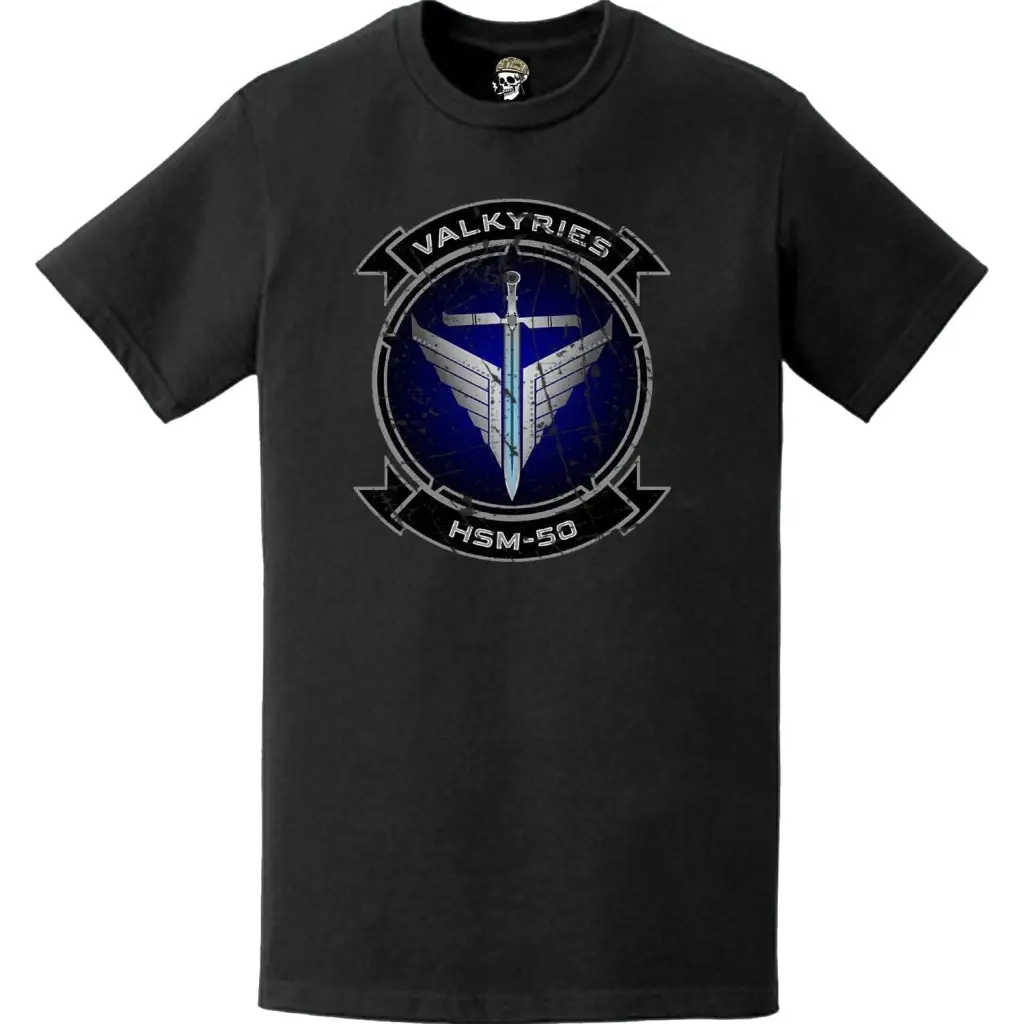 Distressed HSM-50 "Valkyries" Logo Emblem Crest T-Shirt