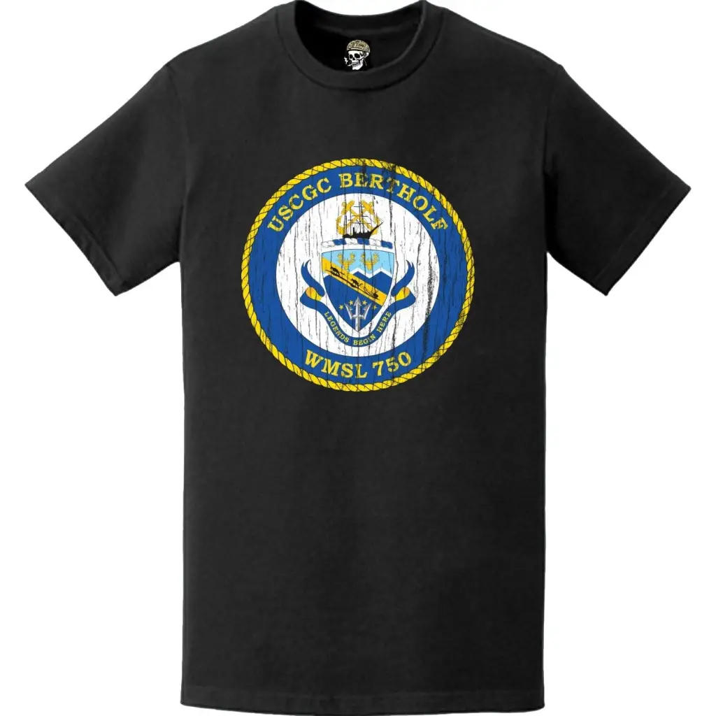 Distressed USCGC Bertholf (WMSL-750) Ship's Crest Emblem Logo T-Shirt