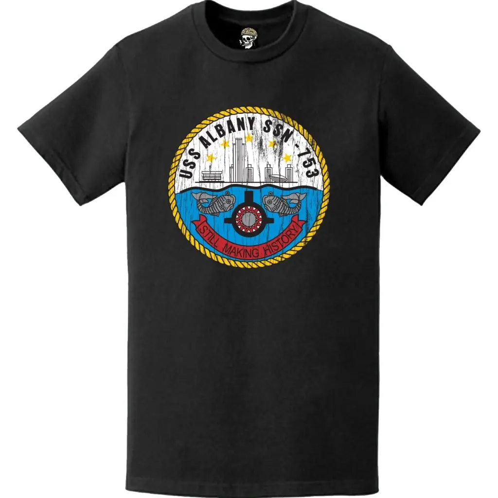 Distressed USS Albany (SSN-753) Logo T-Shirt