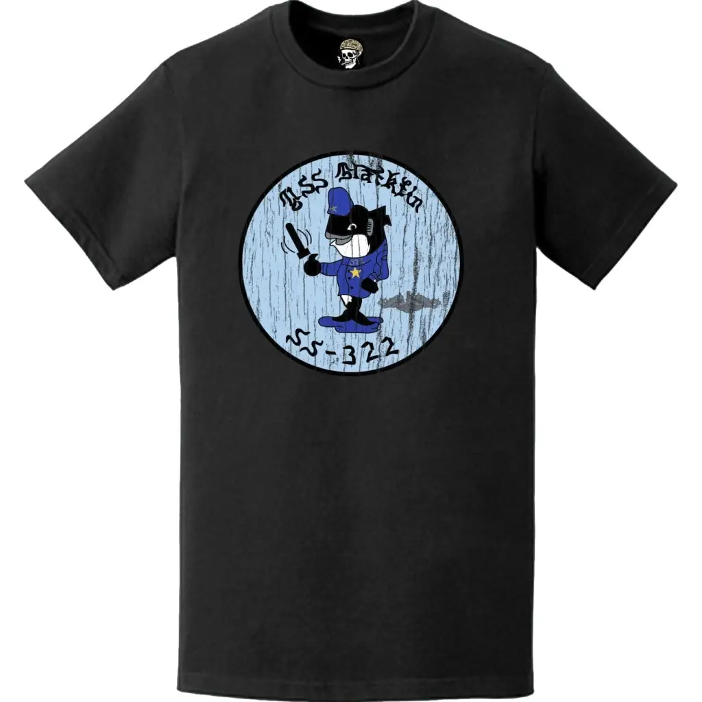 Distressed USS Blackfin (SS-322) Logo Emblem Crest T-Shirt