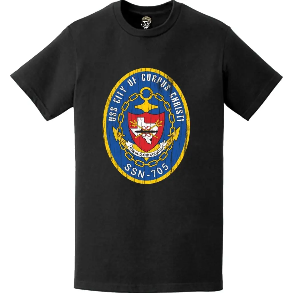 Distressed USS City of Corpus Christi (SSN-705) Logo T-Shirt