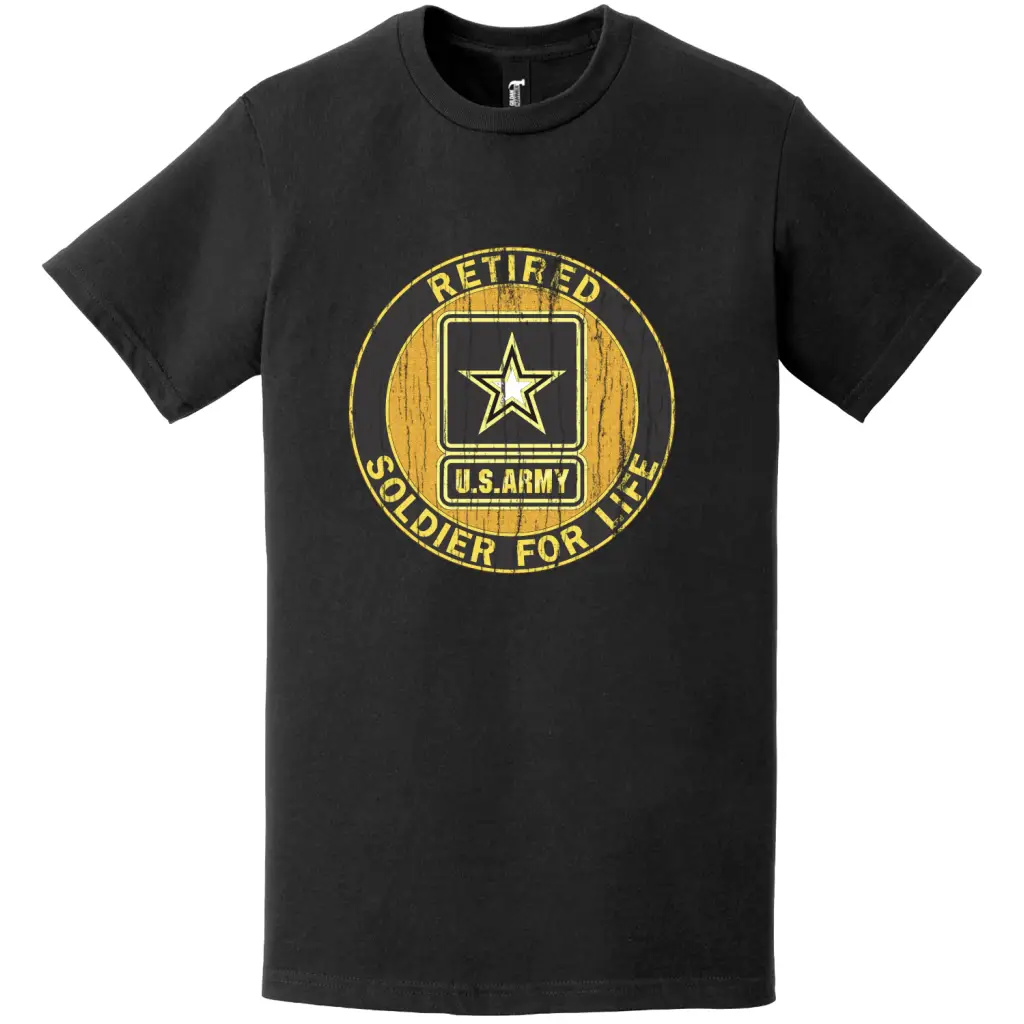 U.S. Army Retired "Soldier for Life" Distressed Logo Emblem T-Shirt