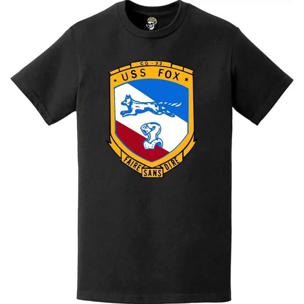 USS Fox (CG-33) Ship's Crest Logo T-Shirt - U.S. Navy Military Apparel