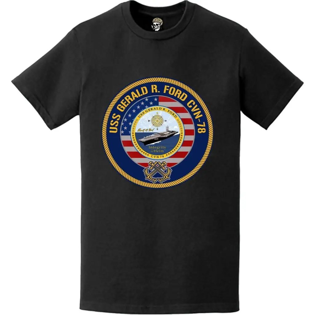 USS Gerald R. Ford (CVN-78) American Flag Emblem T-Shirt
