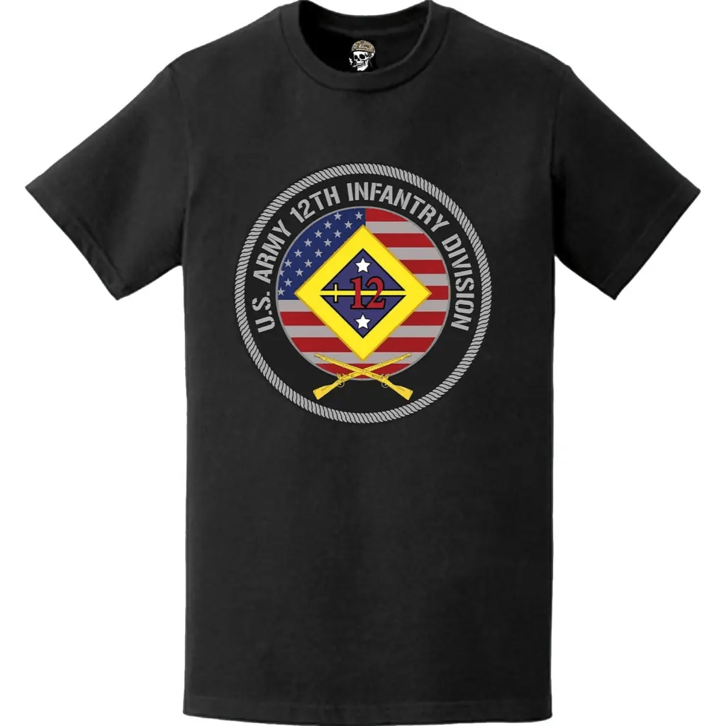 12th Infantry Division (12th ID) American Flag Crest T-Shirt