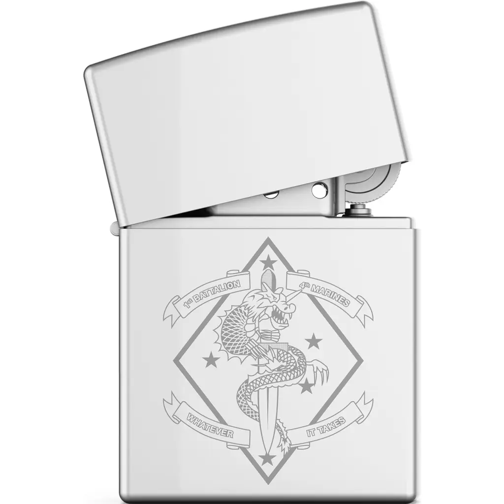 1st Battalion, 4th Marines (1/4) Engraved Zippo Lighter