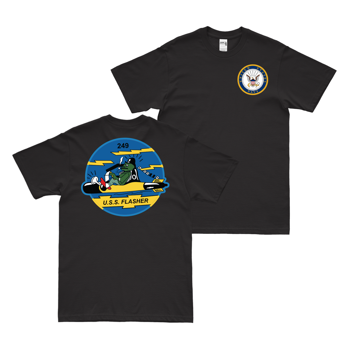 Double-Sided USS Flasher (SS-249) Gato-class Submarine T-Shirt