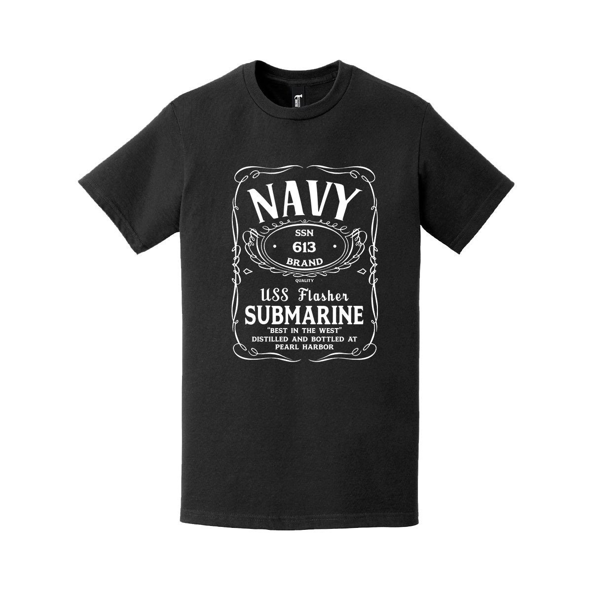 USS Flasher (SSN-613) Whiskey Label Logo T-Shirt